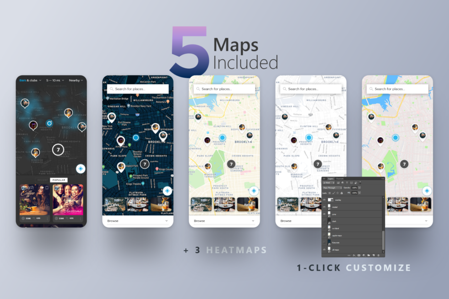 Places™ UI Kit — Social Media & Maps – VIP Graphics