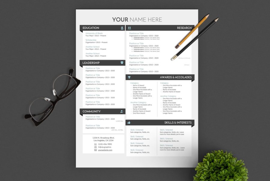 One-Page Modern Resume PSD Template – VIP Graphics