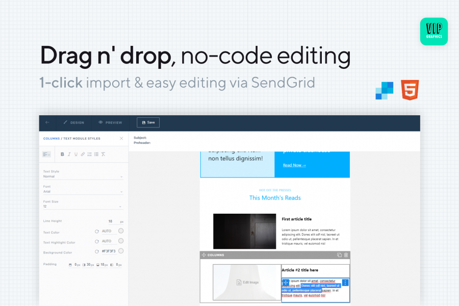 No-code Email Template Bundle – VIP Graphics