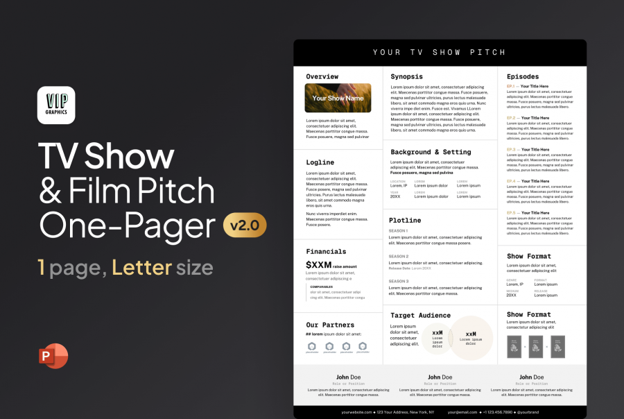 Tech Startup 1-Pager Pitch Template (.PPTX / .KEY) – VIP Graphics