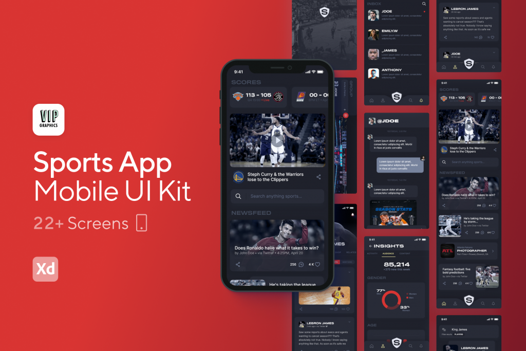 Sports UI Kit – Mobile App Design – VIP Graphics