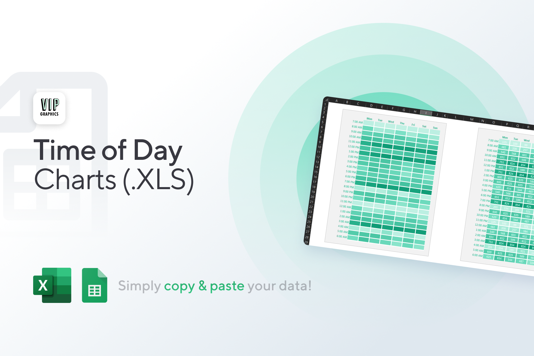 Busiest Time Of Day Charts For Excel VIP Graphics