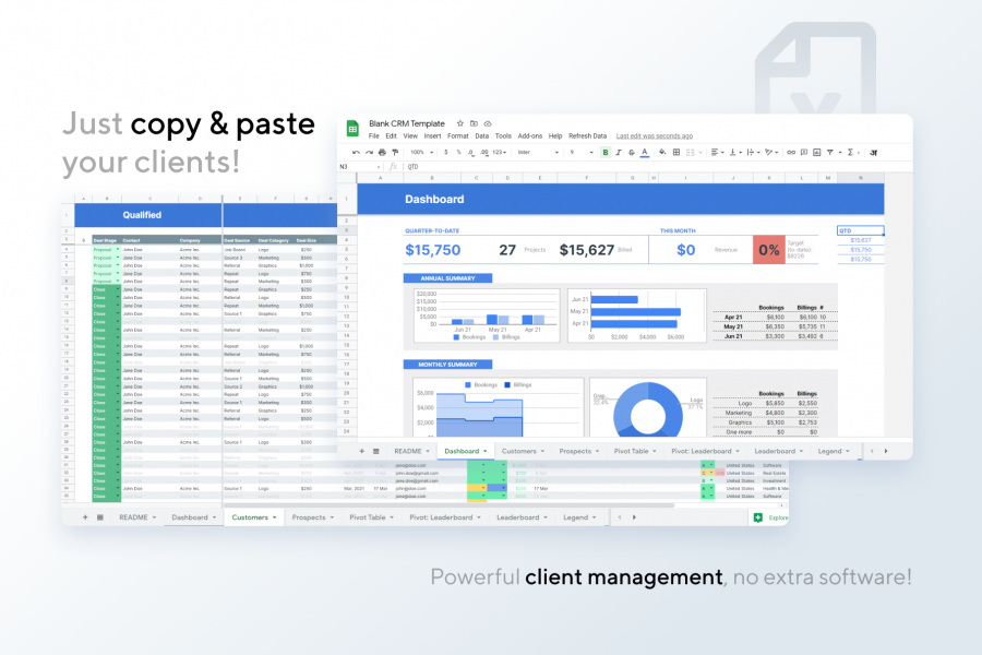 Google Sheets CRM Template – VIP Graphics