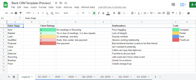 Google Sheets CRM Template – VIP Graphics