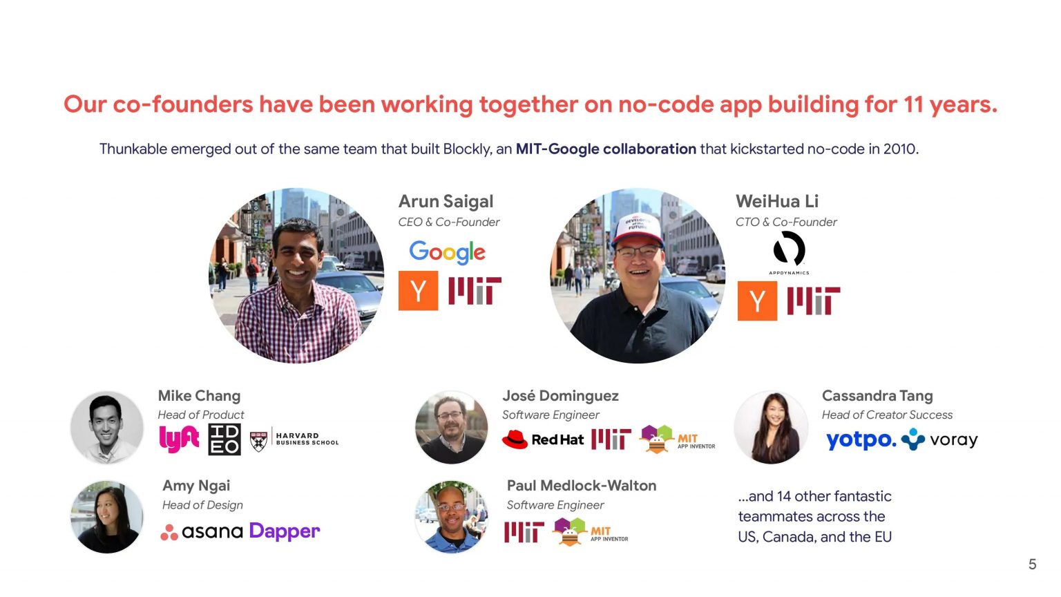 Thunkable Series B round: $30M pitch deck for no-code development