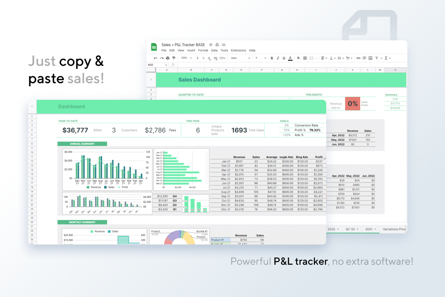 Google Sheets P&L Tracker – VIP Graphics
