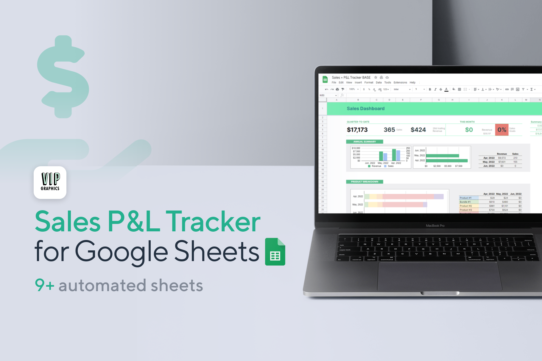 Google Sheets P&L Tracker – VIP Graphics