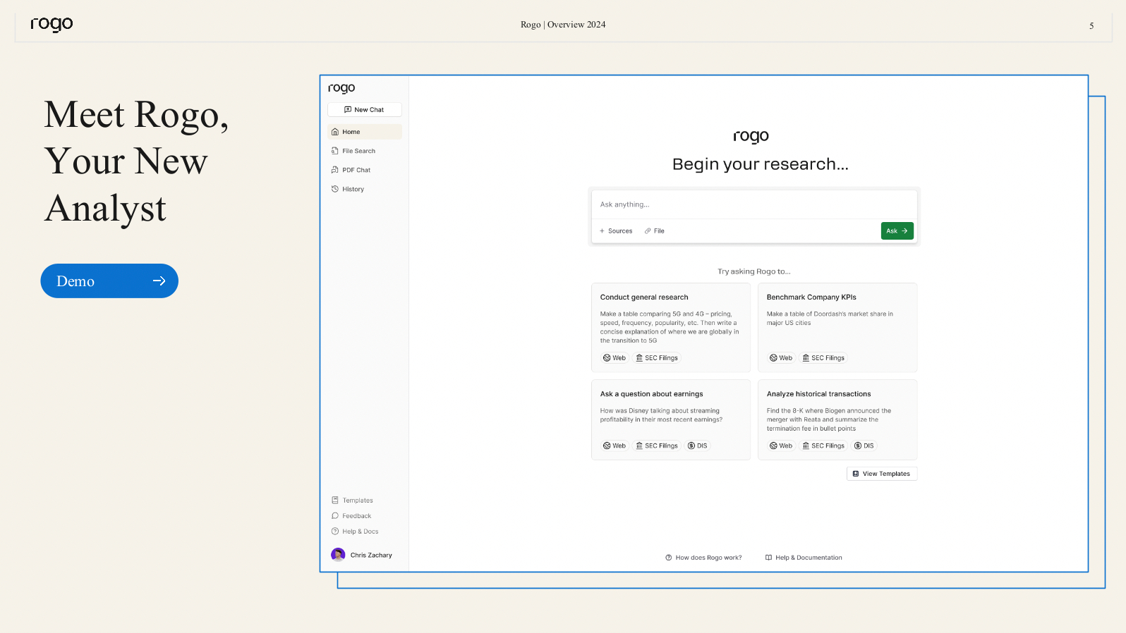Gen AI for finance startup Rogo raised $7M with this pitch deck