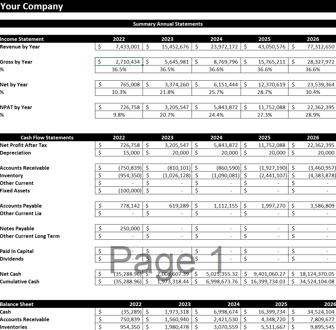 Retail Financial Model Template for CPG Brands – VIP Graphics