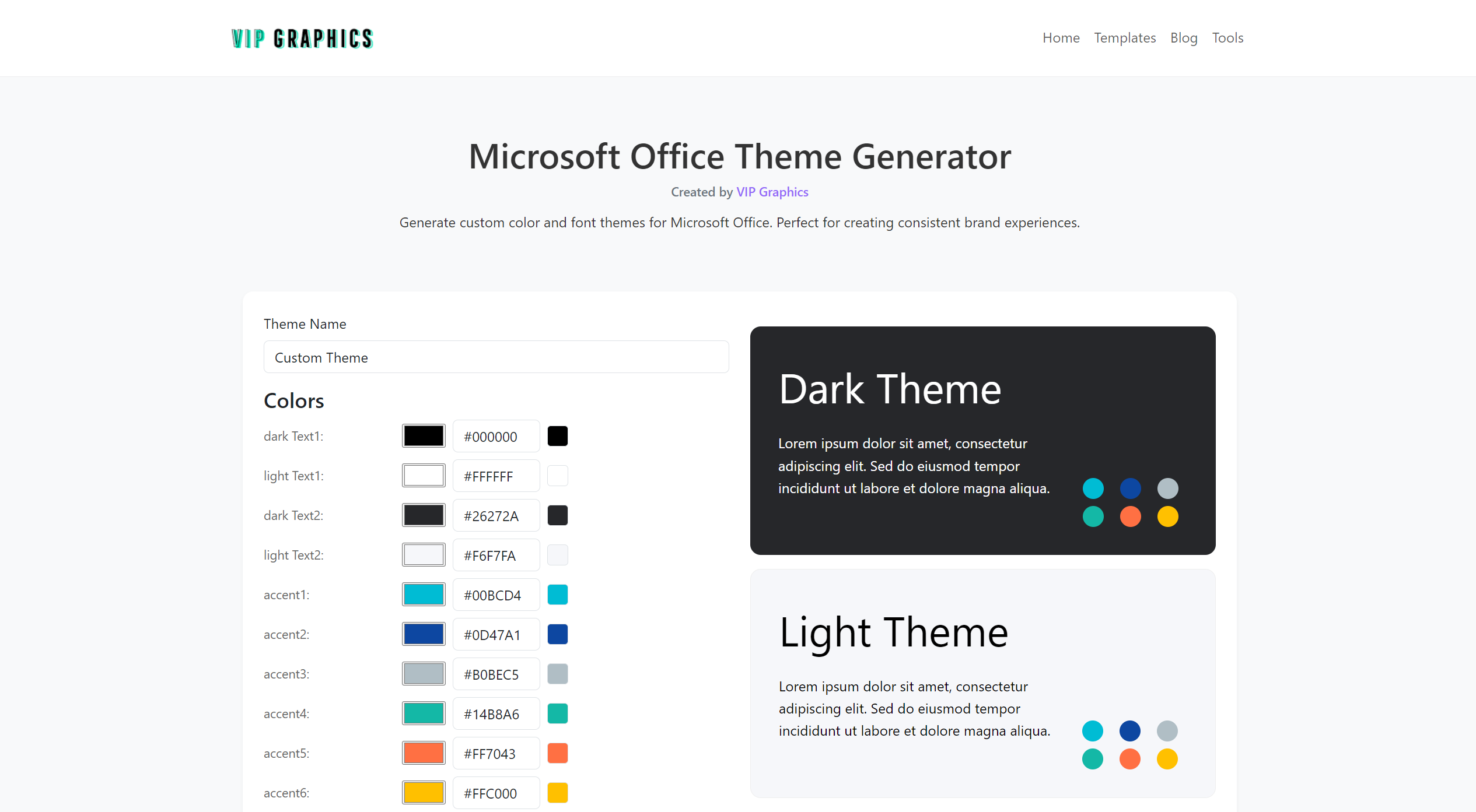 Microsoft Office Theme Generator by VIP Graphics